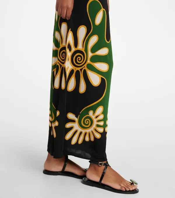 CALA DE LA CRUZ Daphne Printed Jersey Maxi Dress - Multicoloured