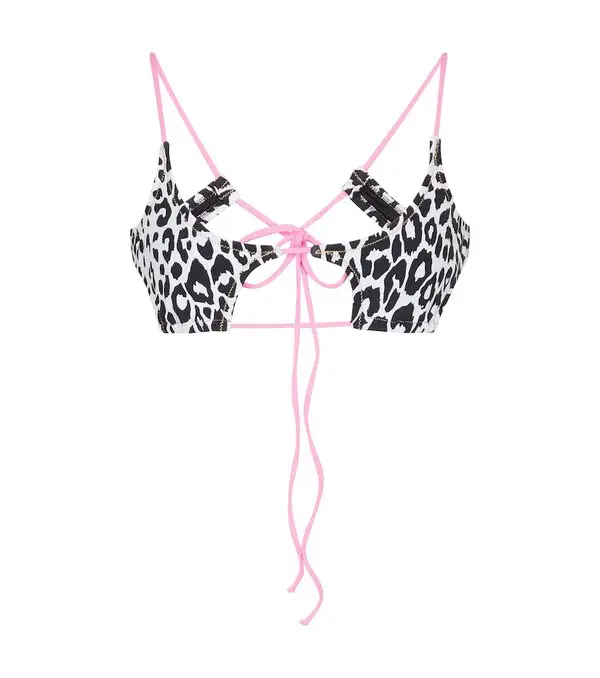 REINA OLGA Theresa Leopard-print Bikini Top