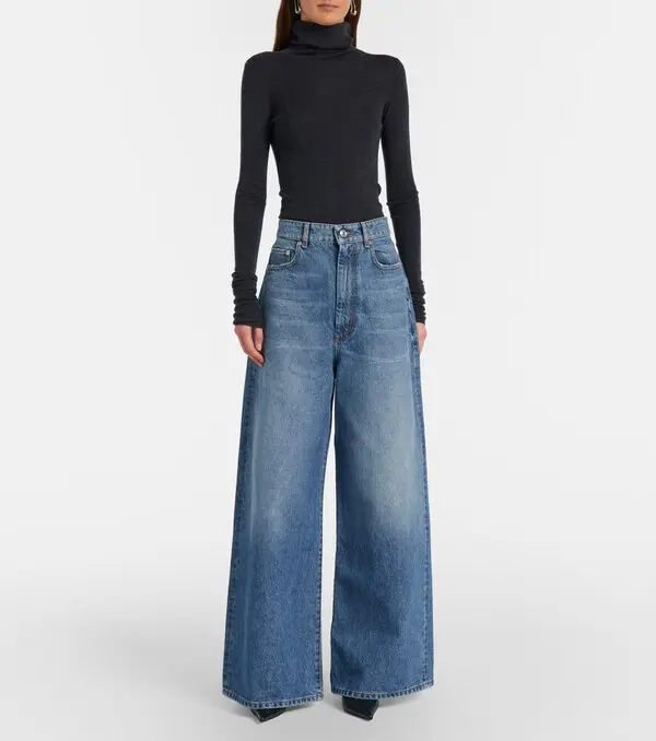 Sportmax Dangri Faded Wide-leg Jeans