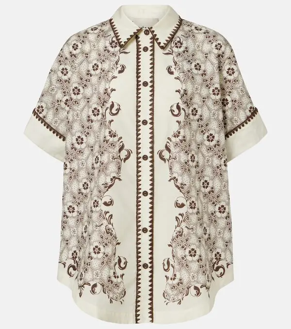 ALEMAIS Printed Cotton And Silk Bowling Shirt