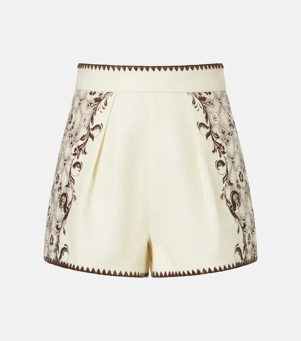 ALEMAIS Printed Linen And Cotton Shorts - Beige
