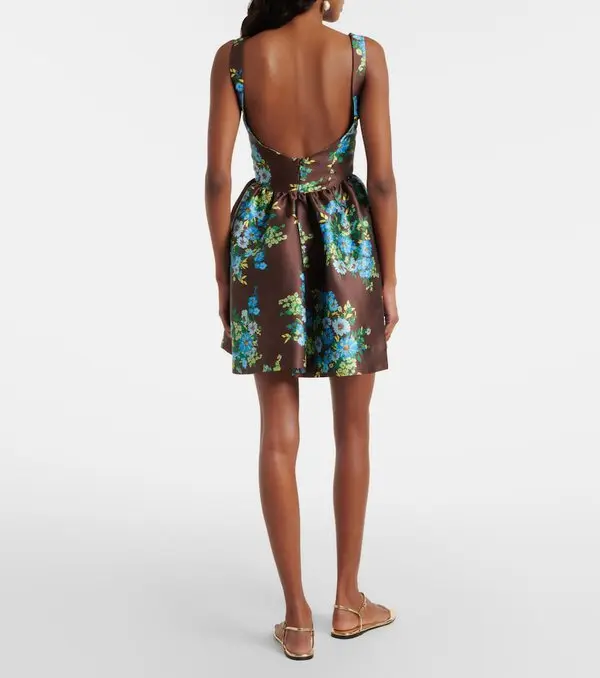 ALEMAIS Floral Peplum Satin Minidress