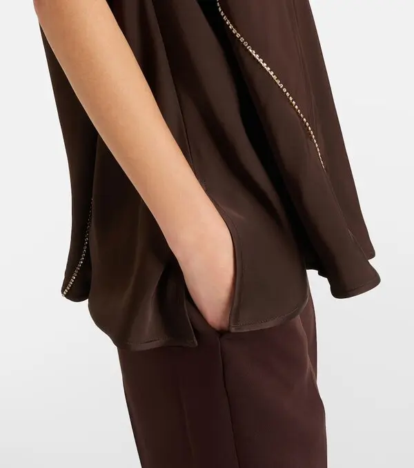 JIL SANDER Embellished Satin V-neck Top