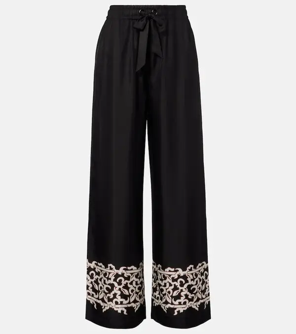 Rebecca Vallance Silk Wide-leg Pants - Black
