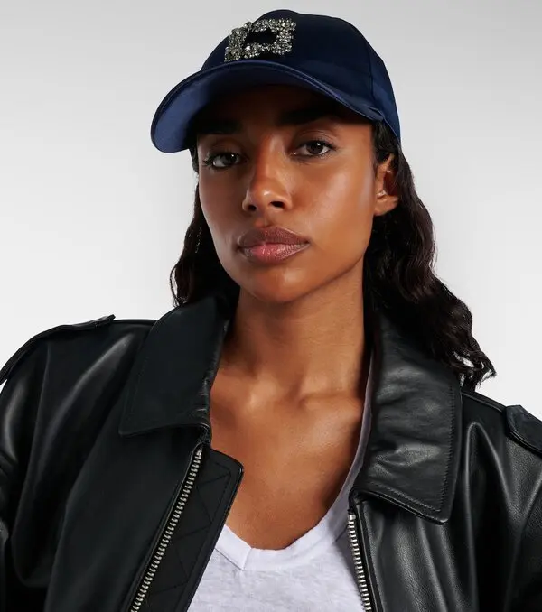 ROGER VIVIER Embellished Satin Baseball Cap
