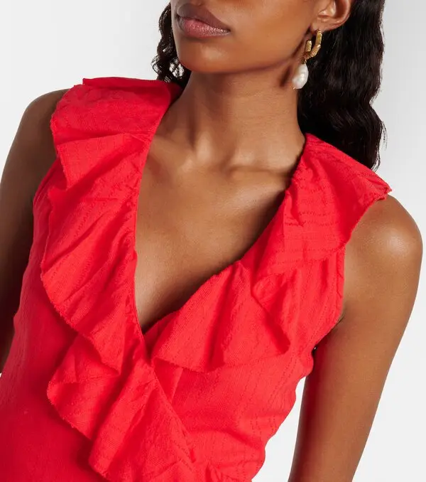 Melissa Odabash Molly Ruffled Wrap Dress - Red