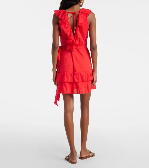 Melissa Odabash Molly Ruffled Wrap Dress - Red