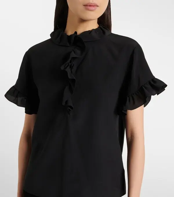 Chloé Ruffled Silk Crepe De Chine Top - Black
