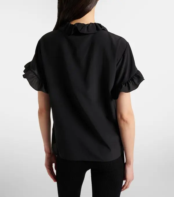 Chloé Ruffled Silk Crepe De Chine Top - Black