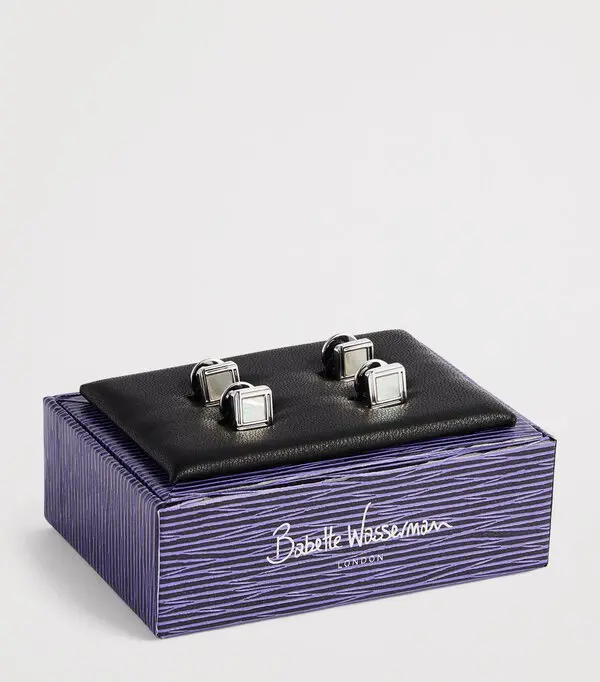BABETTE WASSERMAN LONDON Rhodium-plated Celtic Mother Of Pearl Cufflinks Set