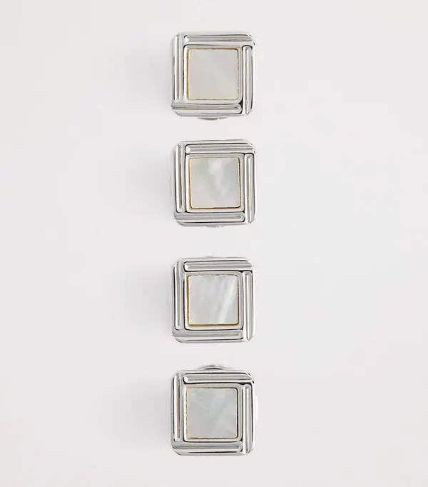 BABETTE WASSERMAN LONDON Rhodium-plated Celtic Mother Of Pearl Cufflinks Set