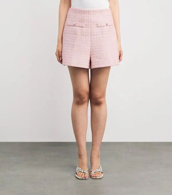Sandro Tweed Sequinned Check Shorts