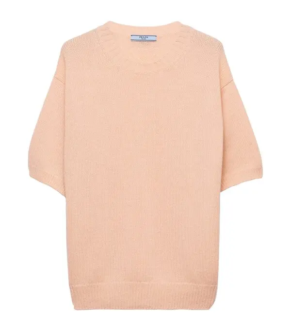 Prada Wool-cashmere Short-sleeve Crew Neck Sweater