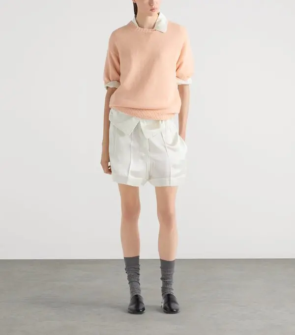 Prada Wool-cashmere Short-sleeve Crew Neck Sweater