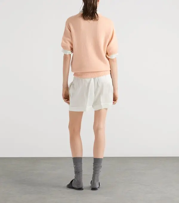 Prada Wool-cashmere Short-sleeve Crew Neck Sweater