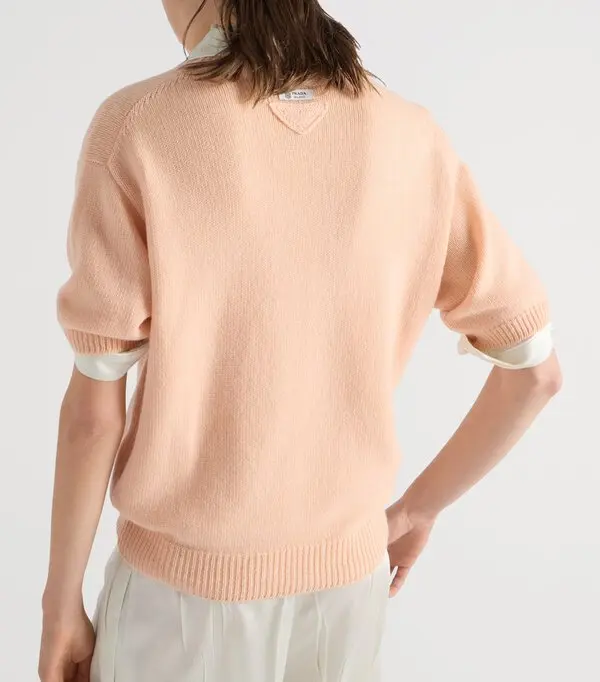Prada Wool-cashmere Short-sleeve Crew Neck Sweater
