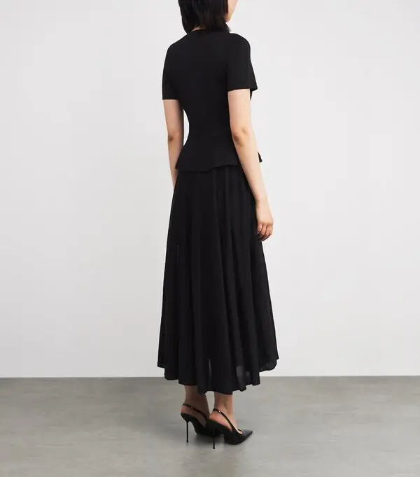 Sandro Knitted Peplum Maxi Dress - Black