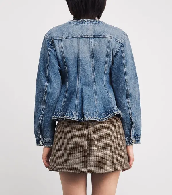 Sandro Embellished Denim Peplum Jacket