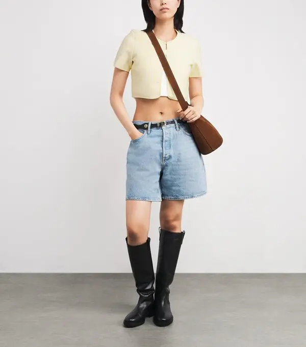 Maje Jacquard Cropped Cardigan - Yellow