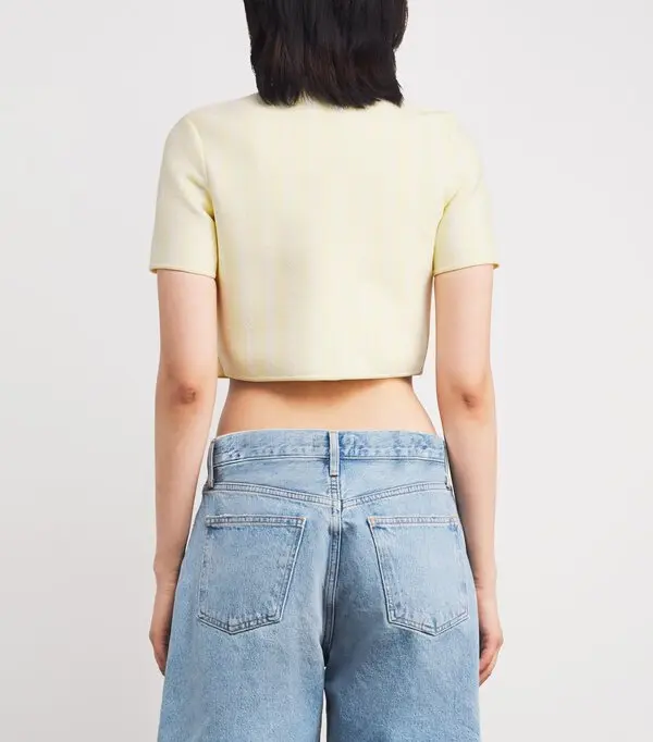 Maje Jacquard Cropped Cardigan - Yellow