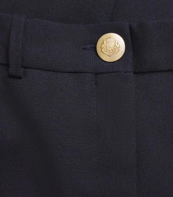 Sandro Wool-blend Flared Trousers With Gold-tone Button Detail