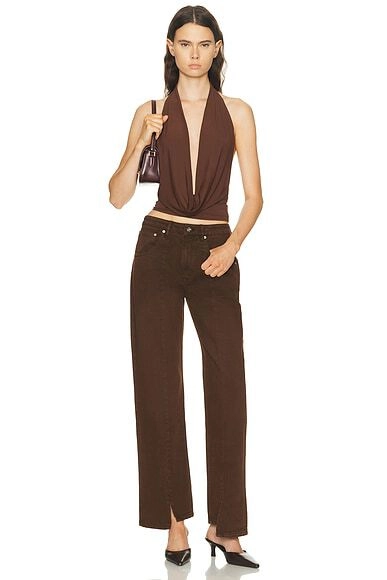 MIMCHIK Nico Cowl Halter Top - Chocolate