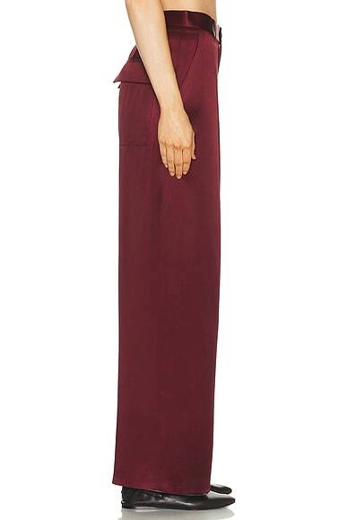 Lapointe Satin Relaxed Pleat Trousers - Crimson