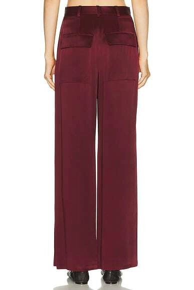 Lapointe Satin Relaxed Pleat Trousers - Crimson