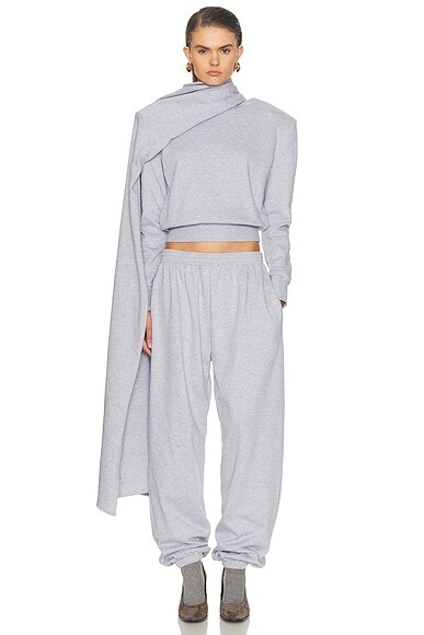 Magda Butrym Sweatshirt With Attached Scarf - Grey