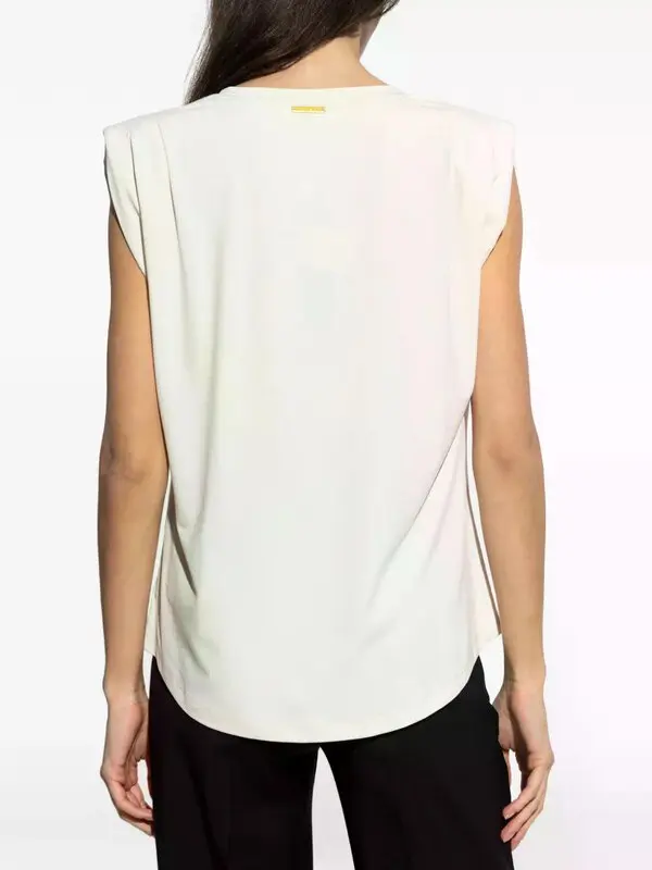 Michael Kors Sleeveless Crew Neck Top With Padded Shoulders