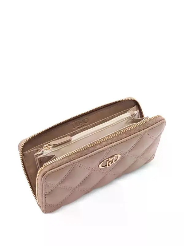 Liu Jo Monogram-plaque Quilted Wallet - Neutrals