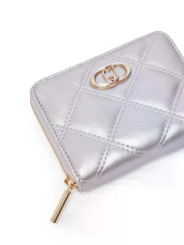 Liu Jo Monogram-plaque Quilted Wallet - Silver