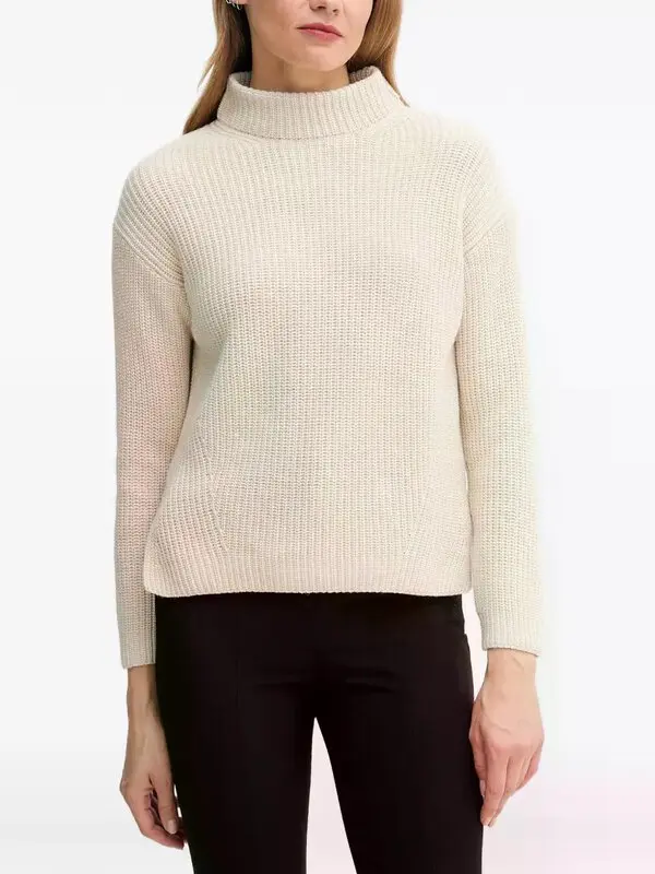 JOOP! Cream Roll Neck Sweater With Side Slits - Neutrals