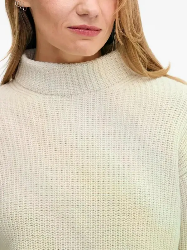 JOOP! Cream Roll Neck Sweater With Side Slits