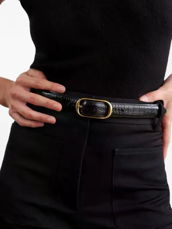 NILI LOTAN Reine Embossed Buckle Belt