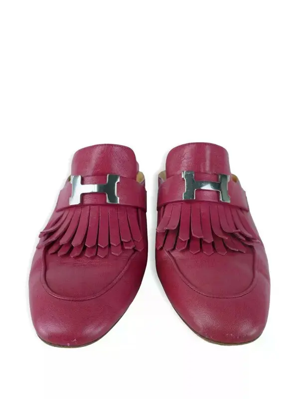 Hermès 55mm Rivoli Mules With Fringe Detail