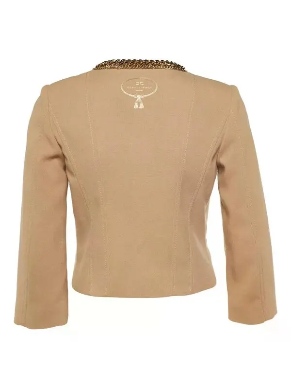 Elisabetta Franchi Cropped Jacket With Chain Trim And Tassels