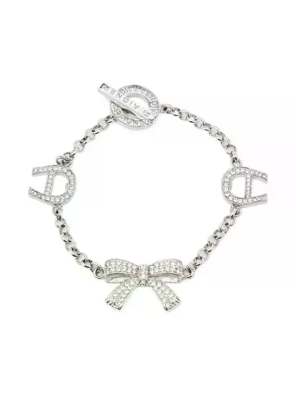 AIGNER Crystal Embellished Bow Link Bracelet - Silver