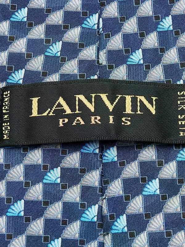 LANVIN Geometric Silk Neck Tie - Blue