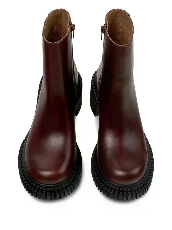 Camper Ankle Boots With Block Heel And Ridged Sole - Brown