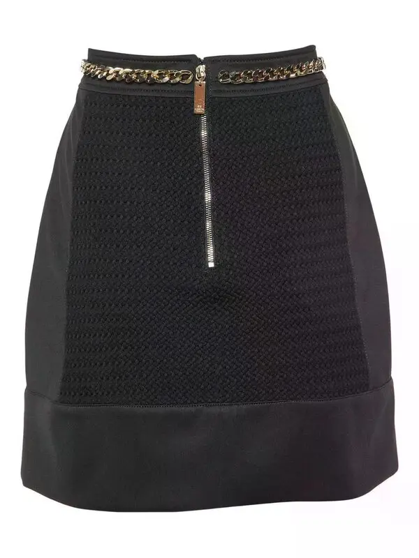 Elisabetta Franchi Textured High-waist Mini Skirt With Chain Detail