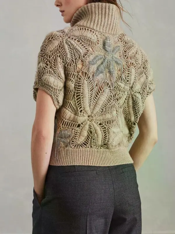 Brunello Cucinelli Cashmere Crochet Knit Cardigan
