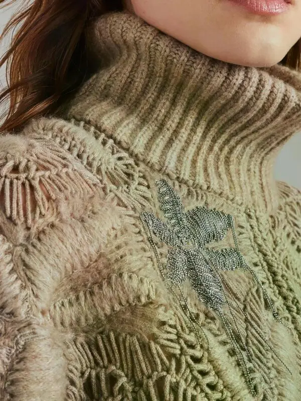 Brunello Cucinelli Cashmere Crochet Knit Cardigan