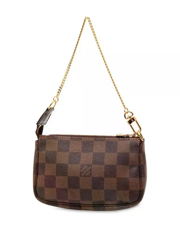 LOUIS VUITTON Damier Ebene Mini Pochette Accessoires Handbag - Brown