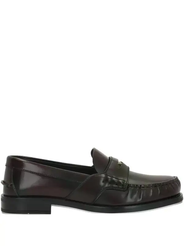 Prada Logo Plaque Penny Loafers - Brown