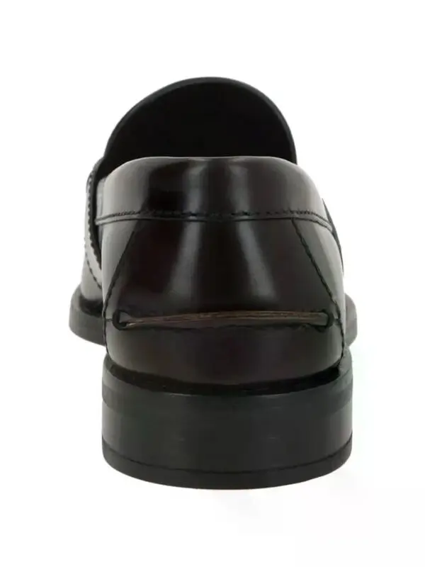 Prada Logo Plaque Penny Loafers - Brown