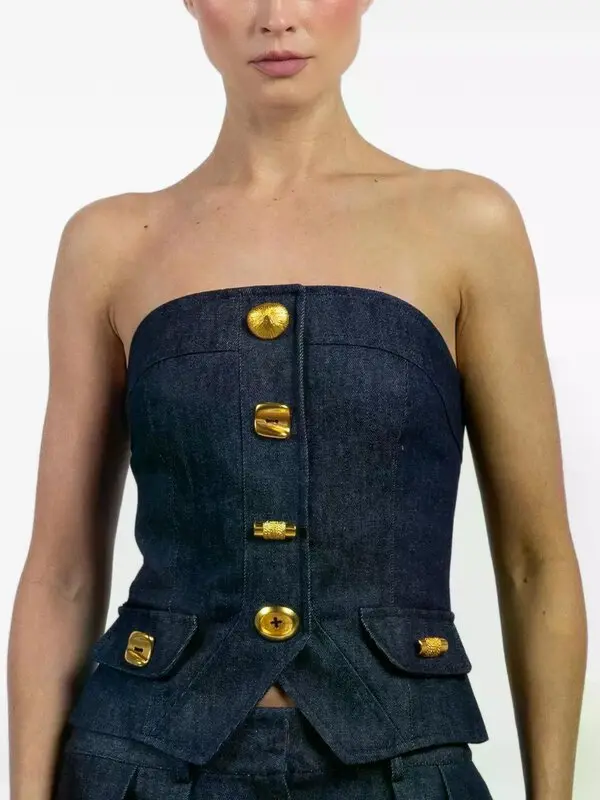 Françoise Button-fastening Top - Blue
