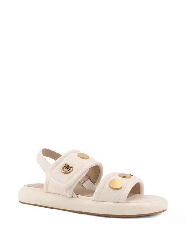 Pinko Fiona Padded Leather Sandals With Metal Accents - Neutrals