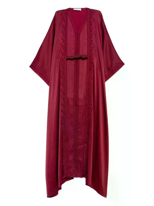 REEM AL DHAHERI Embroidered Midi Kaftan - Red