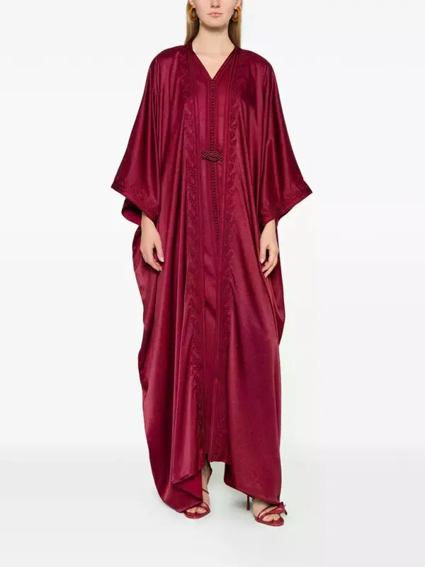 REEM AL DHAHERI Embroidered V-neck Kaftan With Braided Detail